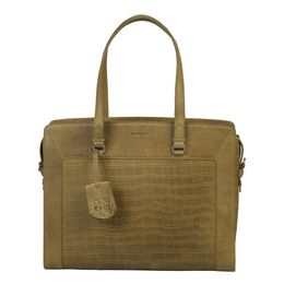 Burkely Leder-Schultertasche "Icon Ivy" in Khaki - (B)39,5 x (H)31 x (T)13 cm