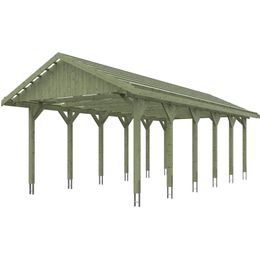 Skan Holz Einzelcarport SKANHOLZ "Wallgau" Carports Gr. B/H/T: 430 cm x 215 cm x 900 cm, grün Carports mit Dachlattung