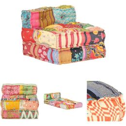 ECHOO - The Living Store Modularer Pouf Patchwork Stoff - Sitzpolster - Mehrfarbig