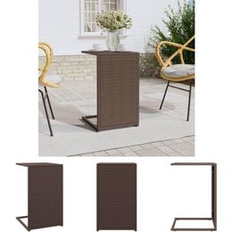 C-Tisch Braun 40x35x60 cm Poly Rattan - Beistelltische - Braun - The Living Store