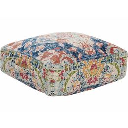 Beliani - Pouf Mehrfarbig Baumwolle 50 x 50 x 20 cm Quadratisch mit Griff Muster Orientalisch Abstrakt für Wohnzimmer Schlafzimmer Deko Haushalt