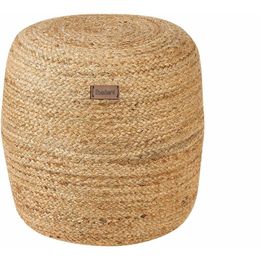 Beliani Pouf Sandbeige aus Jute rund ⌀ 46 cm Boho Stil Indoor Sitzpouf für Wohnzimmer Schlafzimmer Flur Diele Garderobe