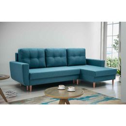 Ecksofa neonil in L-Form Schlaffunktion Bettkasten MO85 Marineblau - Furnix