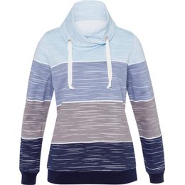 Damen Sweatshirt mit &uuml;berlappendem Rollkragen marine-hellblau-bedruckt, Gr&ouml;&szlig;e 56