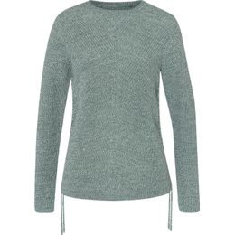 Damen Strickpullover mit Raffung am Saum jade-ecru-meliert, Größe 54