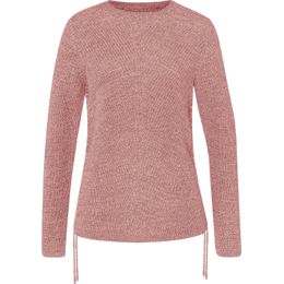 Damen Strickpullover mit Raffung am Saum rosenholz-ecru-meliert, Gr&ouml;&szlig;e 48