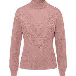 Damen Stehkragenpullover mit Strickmuster vorne hortensie, Gr&ouml;&szlig;e 44