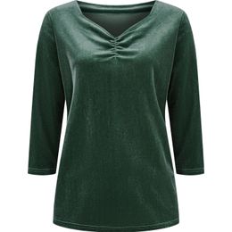 CR&Eacute;ATION L Damen 3/4-Arm-Shirt aus Samt moos Gr&ouml;&szlig;e 52