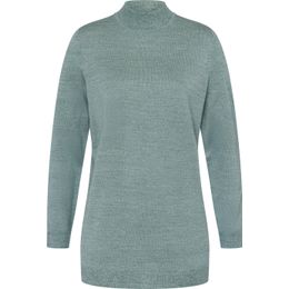 Damen Longpullover in Melange-Optik jade-ecru-meliert, Gr&ouml;&szlig;e 40