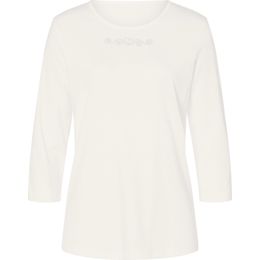 Damen 3/4-Arm-Shirt mit Ziersteinchen ecru, Gr&ouml;&szlig;e 52