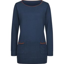 CR&Eacute;ATION L Damen Longpullover mit Kontrast-Rollsaum dunkelblau Gr&ouml;&szlig;e 46
