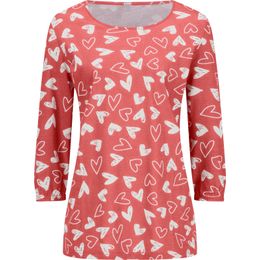 Damen Print-Shirt mit herzigem Druck grapefruit-ecru-bedruckt, Gr&ouml;&szlig;e 44