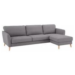 Ecksofa Home Affaire "MARSEILLE (279/152cm),L-Form, Rec. rechts/links" Sofas Gr. B/H/T: 279cm x 88cm x 152cm, Filzoptik, Chaiselongue rechts, grau (hellgrau) Massivholzbeine aus Eiche, in verschieden Bezügen und Farbvarianten