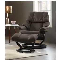 Relaxsessel stressless "Reno" Sessel Gr. Leder BATICK, Classic Base Schwarz-M, Relaxfunktion-Drehfunktion-PlusTMSystem-Gleitsystem, B/H/T: 79cm x 98cm x 75cm, braun (brown batick) mit Classic Base, Größe S, M & L, Gestell Schwarz