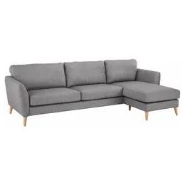 Ecksofa Home Affaire "MARSEILLE (279/152cm),L-Form, Rec. rechts/links" Sofas Gr. B/H/T: 279cm x 88cm x 152cm, Struktur fein, Chaiselongue rechts, weiß (silber) Massivholzbeine aus Eiche, in verschieden Bezügen und Farbvarianten