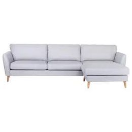 Ecksofa Home Affaire "Meersburg, L-Form" Sofas Gr. Webstoff, Recamiere rechts, grau mit Holzfüßen