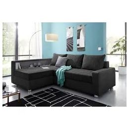 Ecksofa Collection AB "Relax L-Form" Sofas Gr. B/H/T: 223cm x 84cm x 91cm, Microfaser PRIMABELLE-Struktur, Ottomane beidseitig montierbar, mit Bettfunktion, schwarz (schwarz, schwarz) Ecksofa Sofas inklusive Bettfunktion, Federkern, wahlweise mit RGB-LED-Beleuchtung