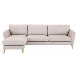 Ecksofa Home Affaire "MARSEILLE (279/152cm),L-Form, Rec. rechts/links" Sofas Gr. B/H/T: 279cm x 88cm x 152cm, Struktur fein, Chaiselongue links, beige Massivholzbeine aus Eiche, in verschieden Bezügen und Farbvarianten