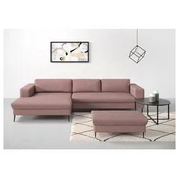 Ecksofa DOMO collection "Modica L-Form" Sofas Gr. B/H/T: 329cm x 81cm x 173cm, Samtoptik, Recamiere links, lila (malve) moderne Optik mit großzügiger Recamieire, auch in Cord