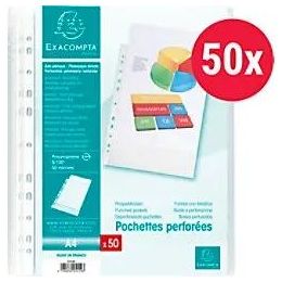 Exacompta Klarsichthülle DIN A4 Genarbt Transparent 50 Mikron PP (Polypropylen) Öffnung oben 5150E 50 Stück