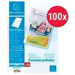Exacompta Klarsichthüllen DIN A4 Glatt Transparent PP (Polypropylen) Öffnung oben und links 5800E 100 Stück