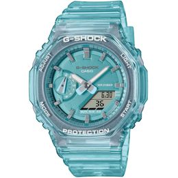 Chronograph Casio G-SHOCK "GMA-S2100SK-2AER" Armbanduhren blau (türkis, transparent) Damen Quarzuhr, Armbanduhr, Damen, Herren, digital, bis 20 bar wasserdicht