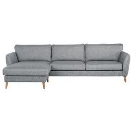 Ecksofa Home Affaire "Meersburg, L-Form" Sofas Gr. Struktur, Recamiere links, weiß (silber) mit Holzfüßen