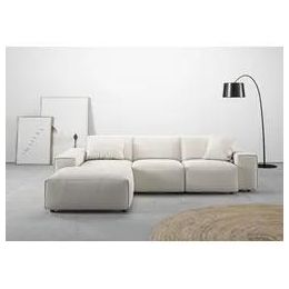 Ecksofa Andas "Glimminge L-Form auch in Breitcord, Feincord + Easy care-Bezug" Sofas Gr. B/H/T: 264cm x 71cm x 191cm, Cord, Ottomane links, weiß (snow) Breite 264, Zierkissen