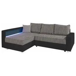 Ecksofa Collection AB "Relax L-Form" Sofas Gr. B/H/T: 223cm x 84cm x 91cm, Kunstleder SOFTLUX-Struktur, Ottomane beidseitig montierbar, mit Bettfunktion-RGB-LED-Beleuchtung und USB-Anschluß, schwarz (schwarz, grau) Ecksofa Sofas inklusive Bettfunktion, Federkern, wahlweise mit RGB-LED-Beleuchtung