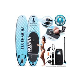 Bluemarina SUP Board Moana, aufblasbar mit Double Layer, Paddel, Pumpe, Rucksack, 5J Garantie (305x76x15cm / 10')