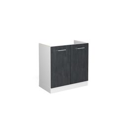 VICCO Spülenunterschrank R-Line Schwarz Beton Weiß 80 cm ohne Arbeitsplatte