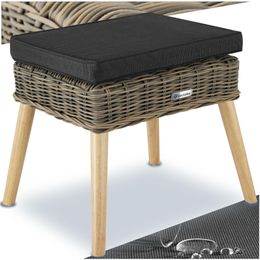 TecTake® Rattan-Fußbank, natürlich nachempfundenes Geflecht mit Aluminiumgestell, höhenverstellbare Kunststoffkappen, 54,5 x 44,5 x 46,5 cm