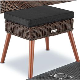 TecTake® Rattan-Fußbank, natürlich nachempfundenes Geflecht mit Aluminiumgestell, höhenverstellbare Kunststoffkappen, 54,5 x 44,5 x 46,5 cm