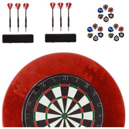 BEST Sporting Dartscheibe Sisal Set mit Umrandung, 6 Steel-Dart-Pfeilen und 18 Flights