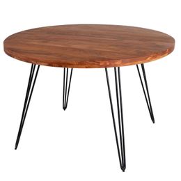 Riess Ambiente riess-ambiente Esstisch SCORPION - 120cm rund Akazie natur Massivholz Hairpin Legs Retro Design