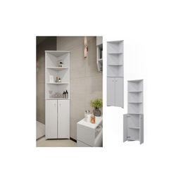 Livinity Badschrank Fynn Weiß 36 x 175 cm Eckschrank 2 Türen