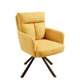 Riess Ambiente riess-ambiente Stuhl BIG GEORGE - drehbar Retro senfgelb Armlehnen Bonellfederkernpolsterung Esszimmer