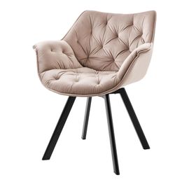 Riess Ambiente riess-ambiente Stuhl THE DUTCH COMFORT - drehbar greige Samt mit Armlehnen Modern Design Metallbeine