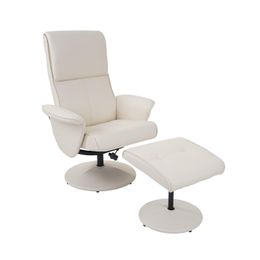 MCW Relaxsessel Stockholm, Fernsehsessel Relaxliege TV-Sessel mit Hocker ~ Kunstleder, creme