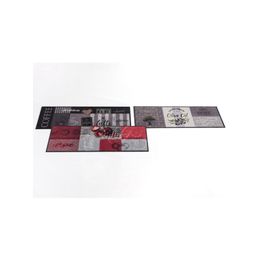 Fußmatte Teppiche Gr. B/L: 45 cm x 75 cm, 1 mm, 1 St., rot (rot, grau) Fußmatten gemustert