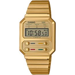 Chronograph CASIO VINTAGE Armbanduhren goldfarben Damen Quarzuhr, Armbanduhr, Damen, Herren, digital, retro, Stoppfunktion