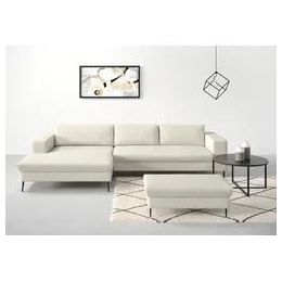 Ecksofa DOMO collection "Modica L-Form" Sofas Gr. B/H/T: 329cm x 81cm x 173cm, Struktur, Recamiere links, beige moderne Optik mit großzügiger Recamieire, auch in Cord