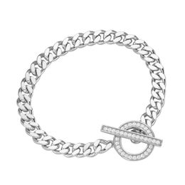 Armband Giorgio Martello MILANO "Panzerkette, Schließe mit Zirkonia, Silber 925" Armbänder Gr. 18 cm, Silber 925 (Sterlingsilber), silberfarben (silber) Damen