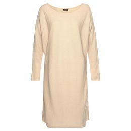 Lascana Strickkleid beige Gr. 32/34 für Damen. Mit U-Boot-Ausschnitt. Bequem. Nachhaltig.