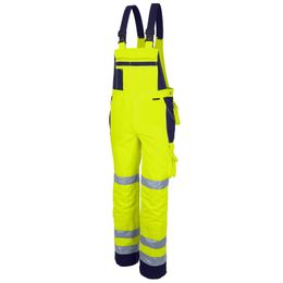Qualitex HIGH QUALITY WORKWEAR Latzhose PRO WS warngelb/marine Damen: 62 Herren: 68