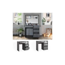VICCO Schminktisch Sherry klein Grau Hochglanz, 90 x 75 cm, Schubladen, Frisiertisch