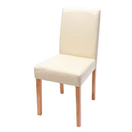 MCW Esszimmerstuhl Littau, K&uuml;chenstuhl Stuhl, Leder ~ creme, helle Beine