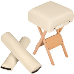 TecTake&reg; Hocker mit 2 Lagerungsrollen, aus Holz und Kunstleder, gute Polsterung, leichte Reinigung