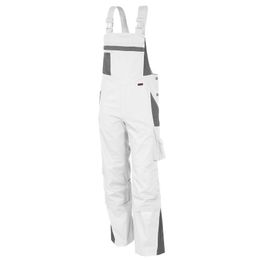Qualitex HIGH QUALITY WORKWEAR Latzhose PRO wei&szlig;/grau Damen: 44 Herren: 50