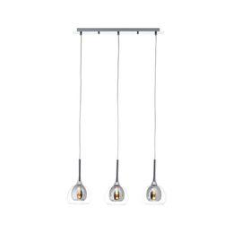 Brilliant Lampe Hadan Pendelleuchte 3flg rauch/transparent/chrome 3x D45, E14, 40W, geeignet f&uuml;r Tropfenlampen nicht enthalten In der H&ouml;he einstellbar / Kabel k&uuml;rzbar F&uuml;r LED-Leuchtmittel geeign